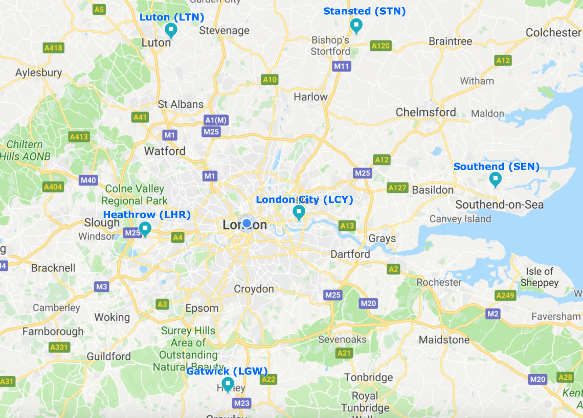 Map Of London Airports Uk - Map